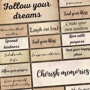 Quotes & Words Vintage Labels | Junk Journal Ephemera Digital Collage ...