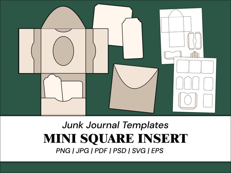 Junk Journal Folio Templates Pockets Template Insert Template Scrapbook ...