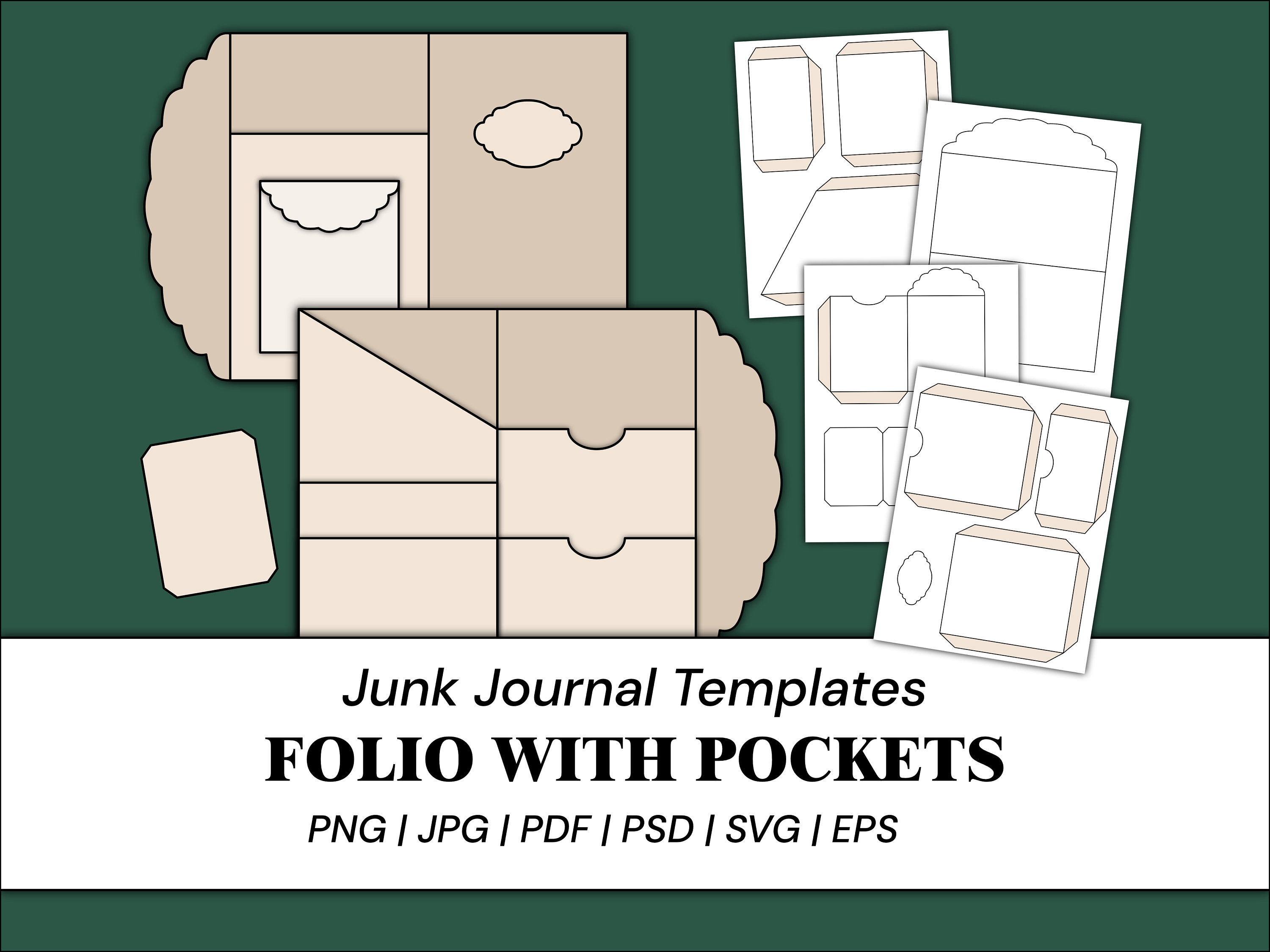 Junk Journal Folio Templates Pockets Template Envelope Template Tags ...