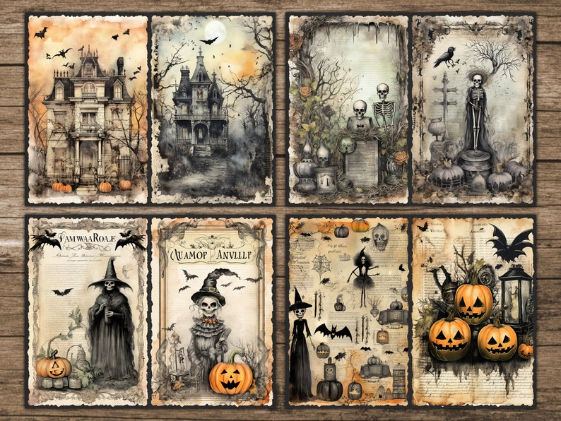 Halloween Junk Journal Kit Junk Journal Pages Tags Cards Pockets ...