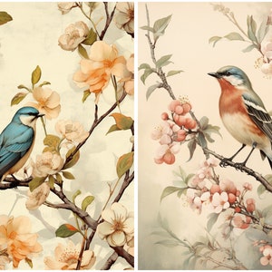 Bird Scrapbook Paper Junk Journal Pages Floral Junk Journal Rose Nature ...