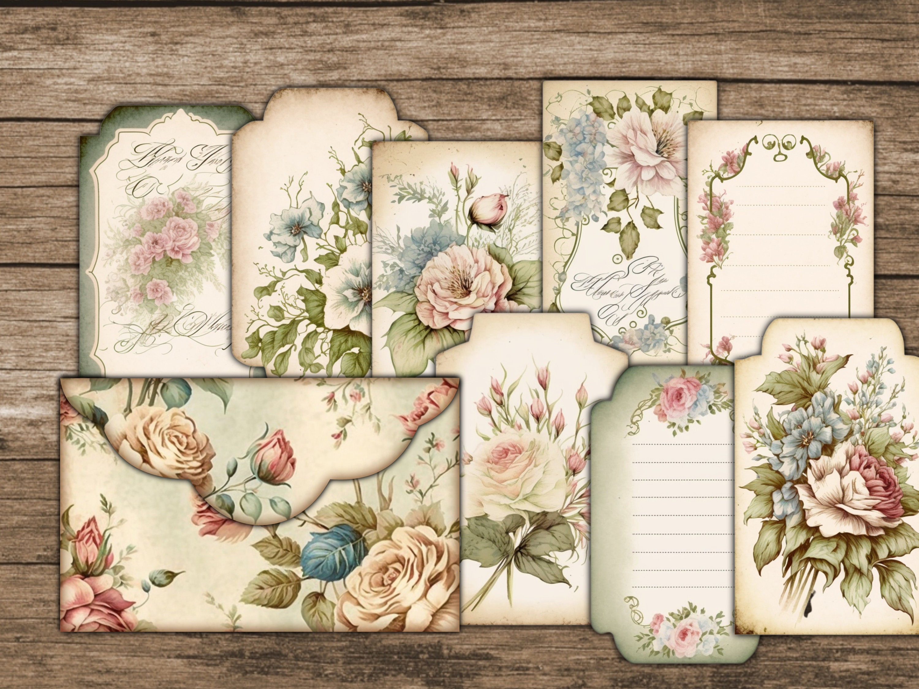 Shabby Chic Junk Journal Kit Floral Junk Journal Tags - Etsy