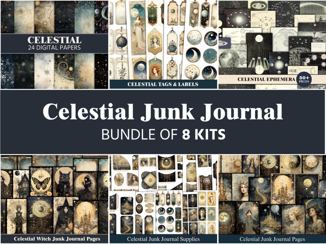 Celestial Junk Journal Bundle Moon Ephemera Printables Supplies Journal ...