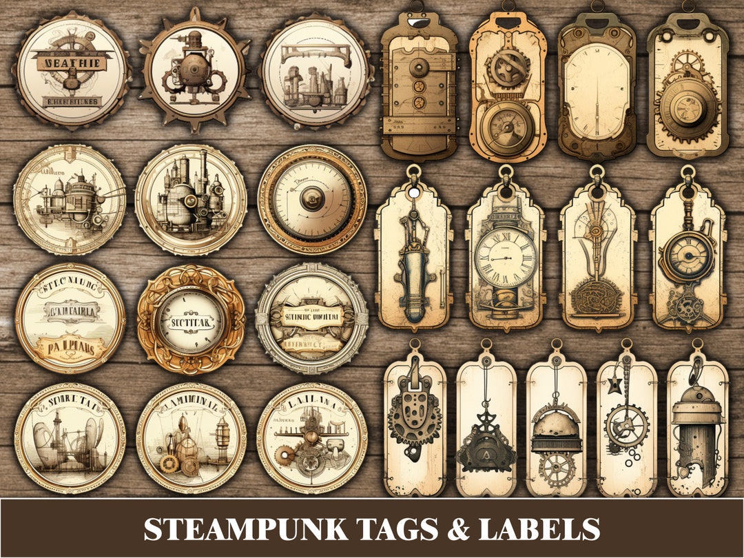 Steampunk Junk Journal Printable Ephemera Industrial Junk Journal Tags ...