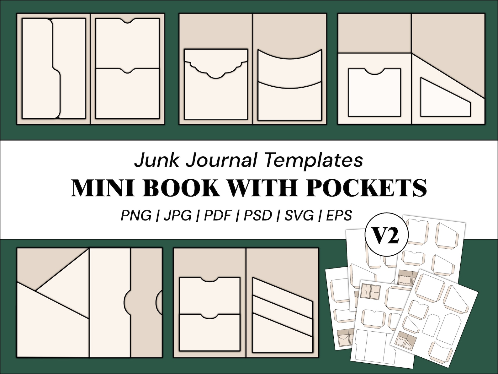 Junk Journal Templates Mini Junk Journal Kit Pockets Junk Journal Folio ...