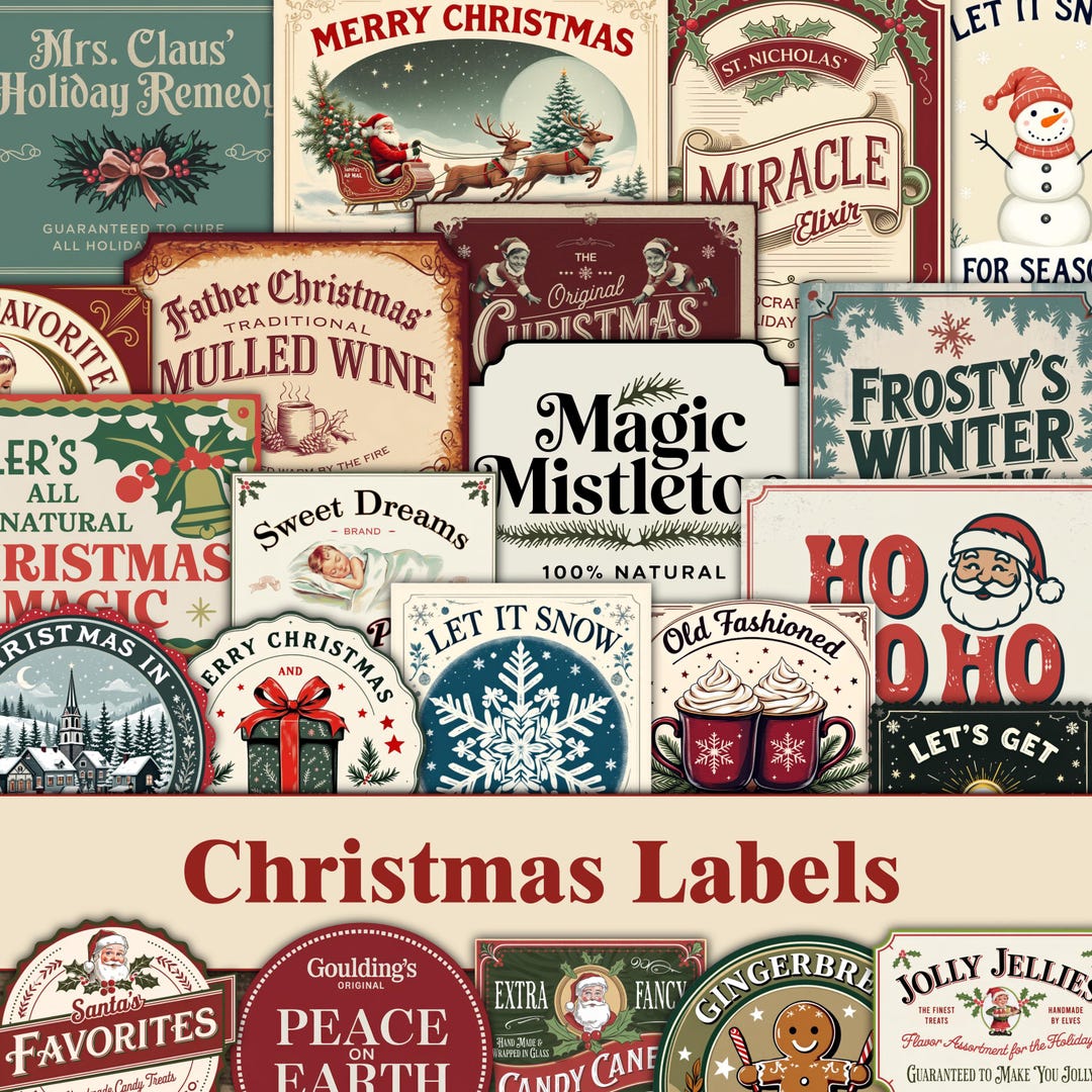 Christmas Junk Journal Labels Tags Cards Winter Junk Journal Kit ...