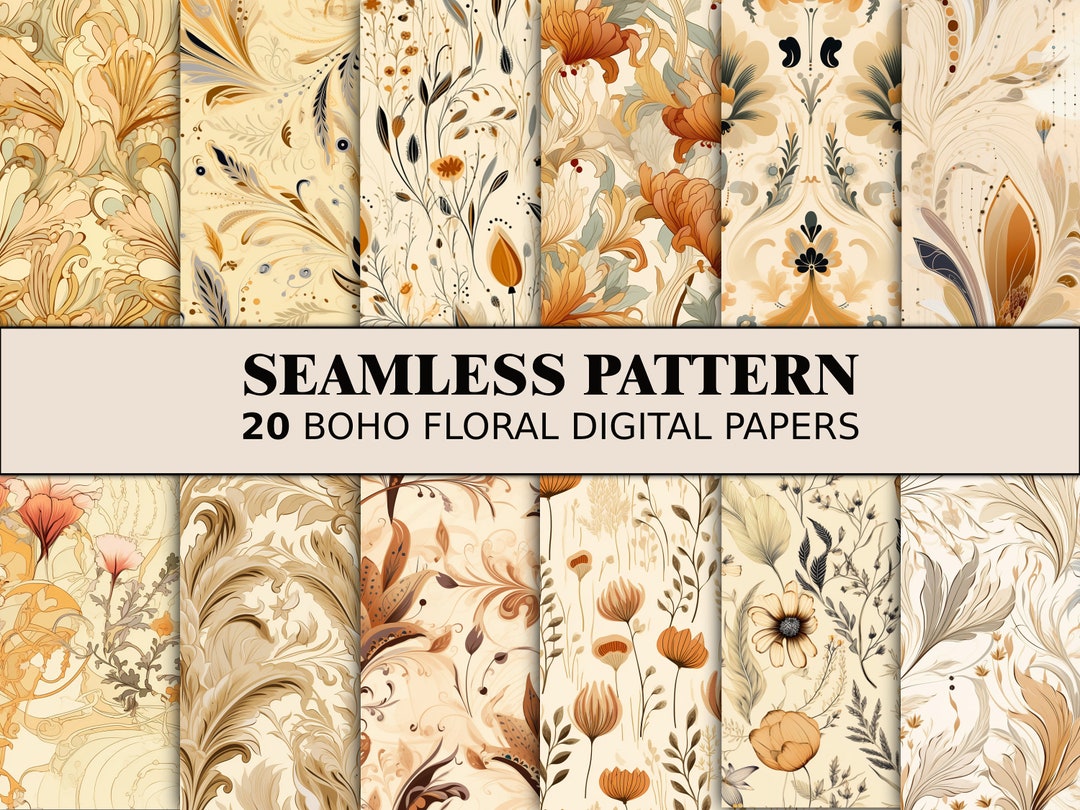Seamless Boho Pattern Boho Scrapbook Paper Floral Pattern Junk Journal ...