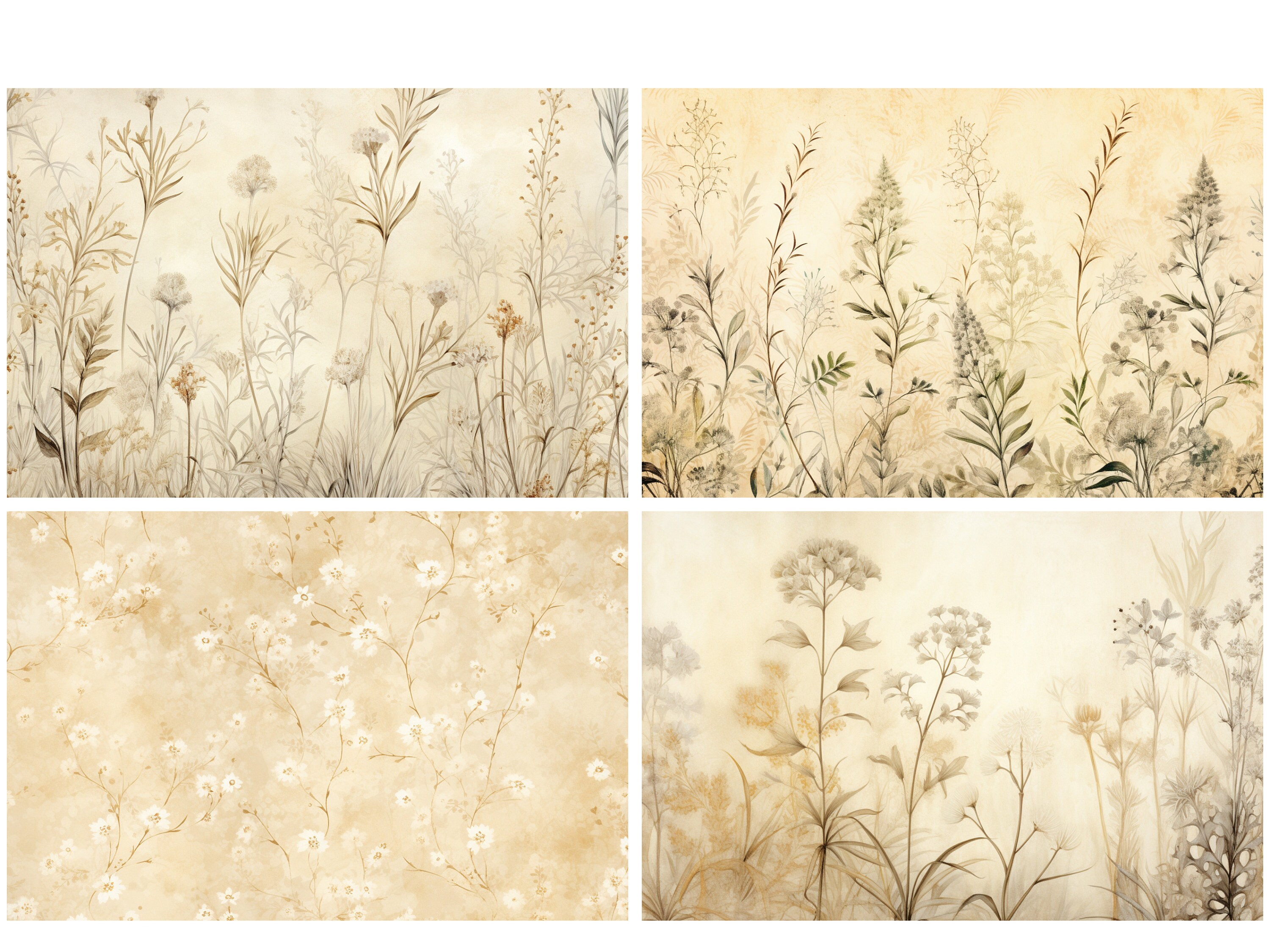 Boho Scrapbook Paper Floral Ornamental Pattern Junk Journal Pages ...