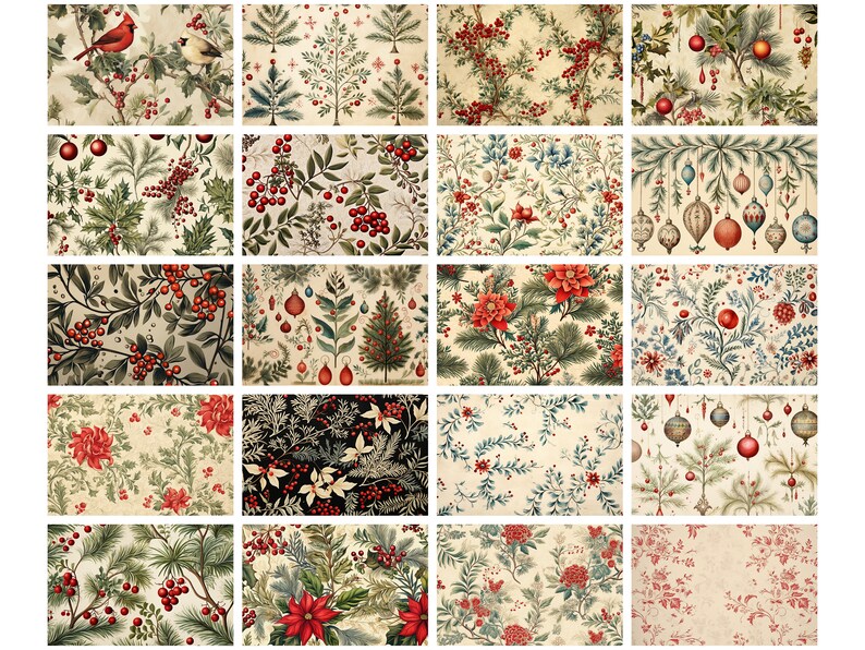 Christmas Scrapbook Paper Christmas Pattern Winter Junk Journal Pages ...
