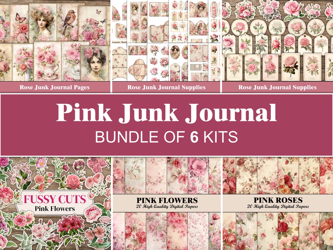 Pink Junk Journal Kit Printable Pink Ephemera Floral Rose Junk Journal ...