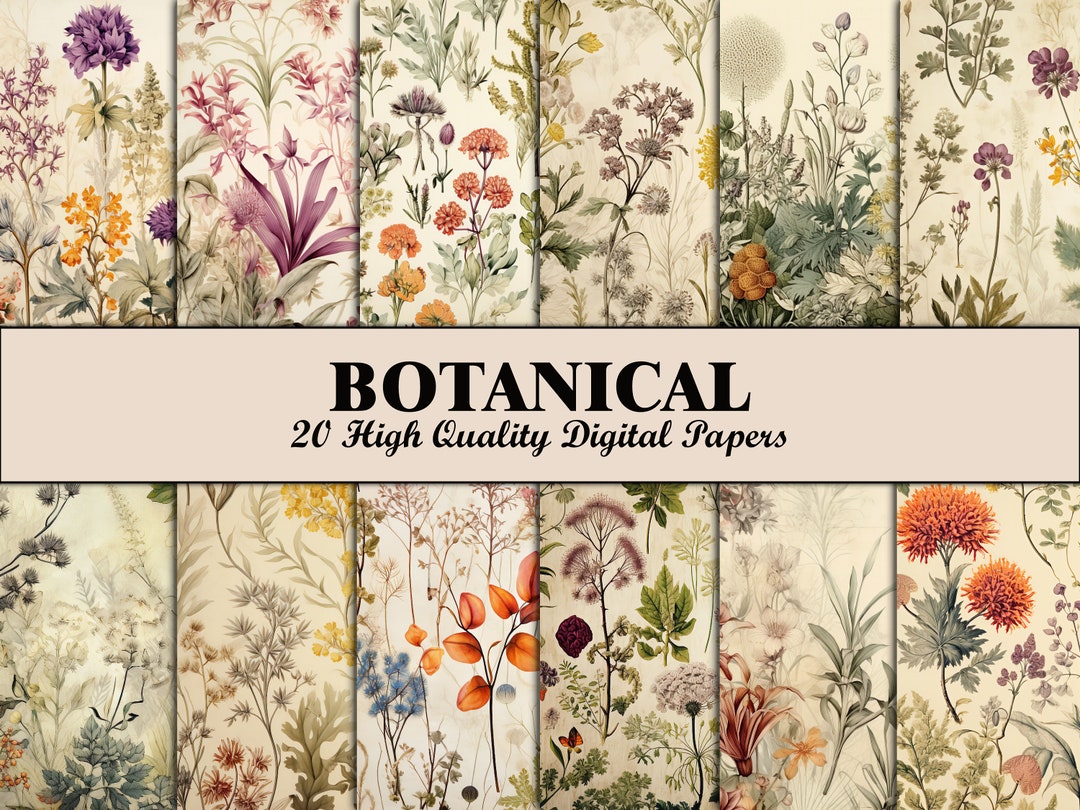 Botanical Scrapbook Paper Floral Rose Green Wildflower Junk Journal ...