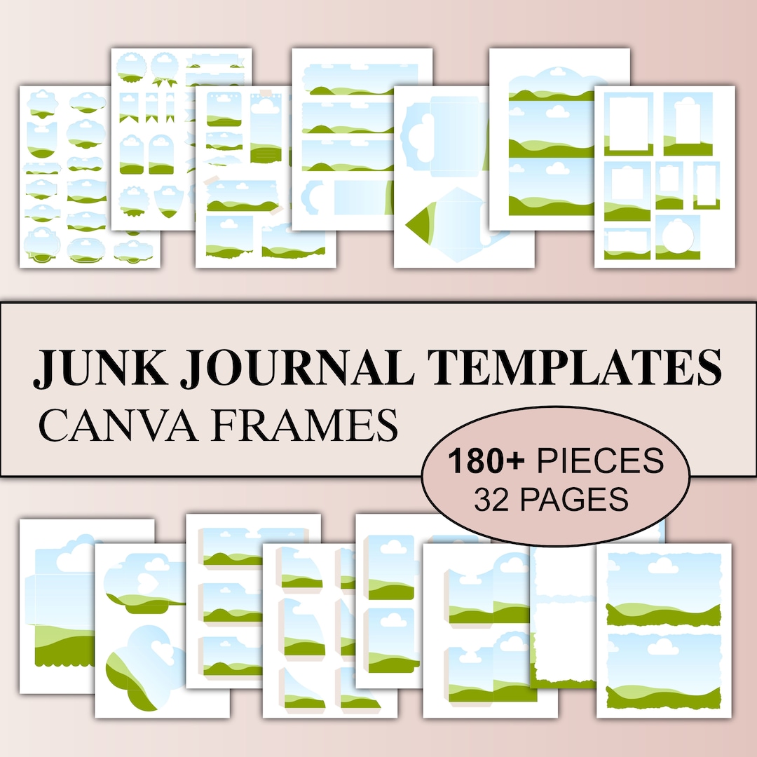 Junk Journal Templates Canva Frames Kit Folio Template Envelope ...