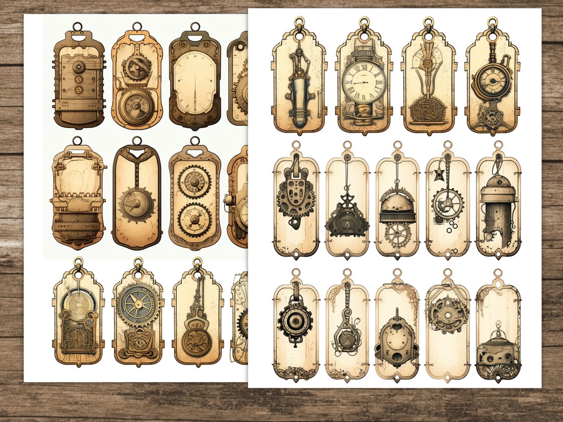 Steampunk Junk Journal Printable Ephemera Industrial Junk Journal Tags ...