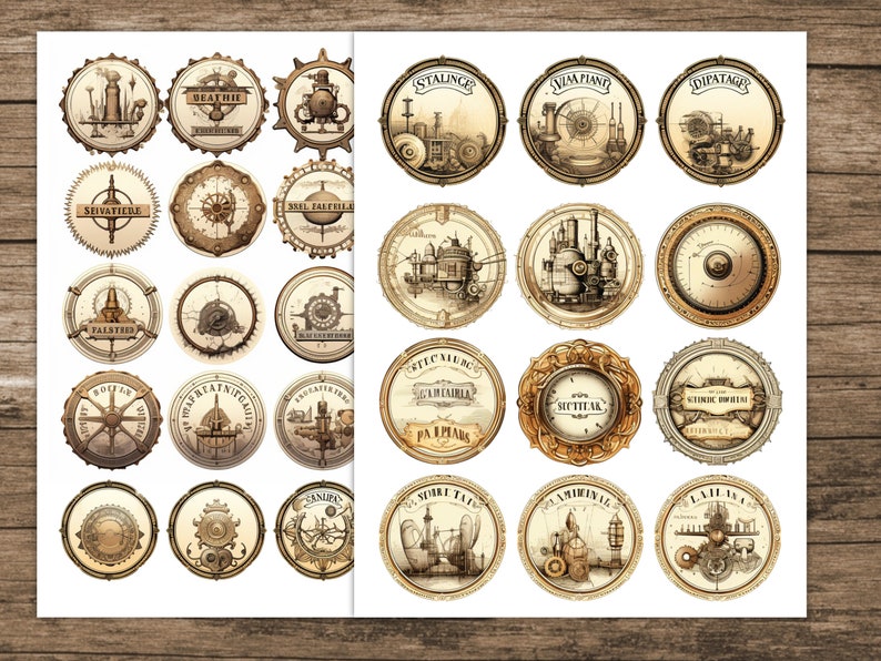 Steampunk Junk Journal Printable Ephemera Industrial Junk Journal Tags ...