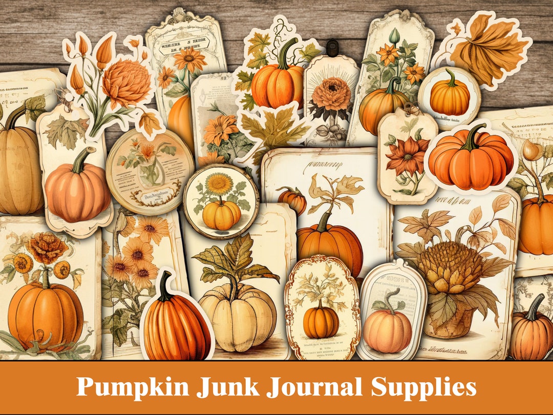 Fall Junk Journal Supplies Pumpkin Junk Journal Tags Cards Orange ...