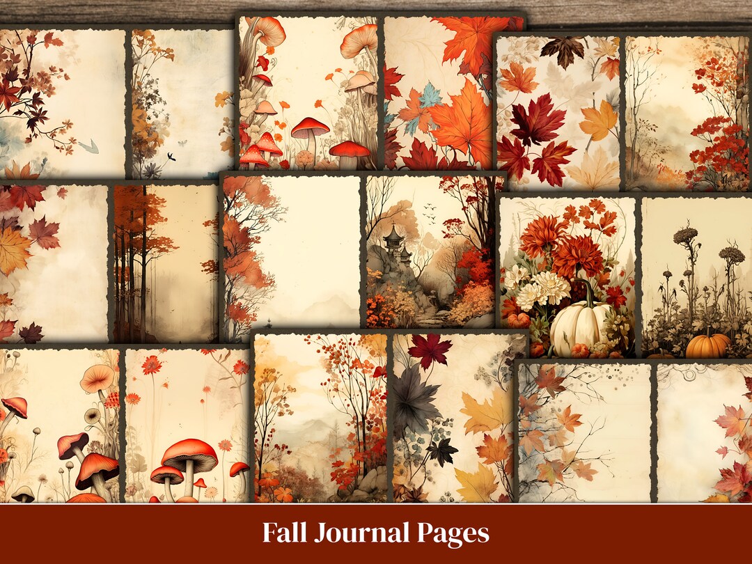 Fall Junk Journal Pages, Autumn Journals Paper, Fall Digital Scrapbook ...