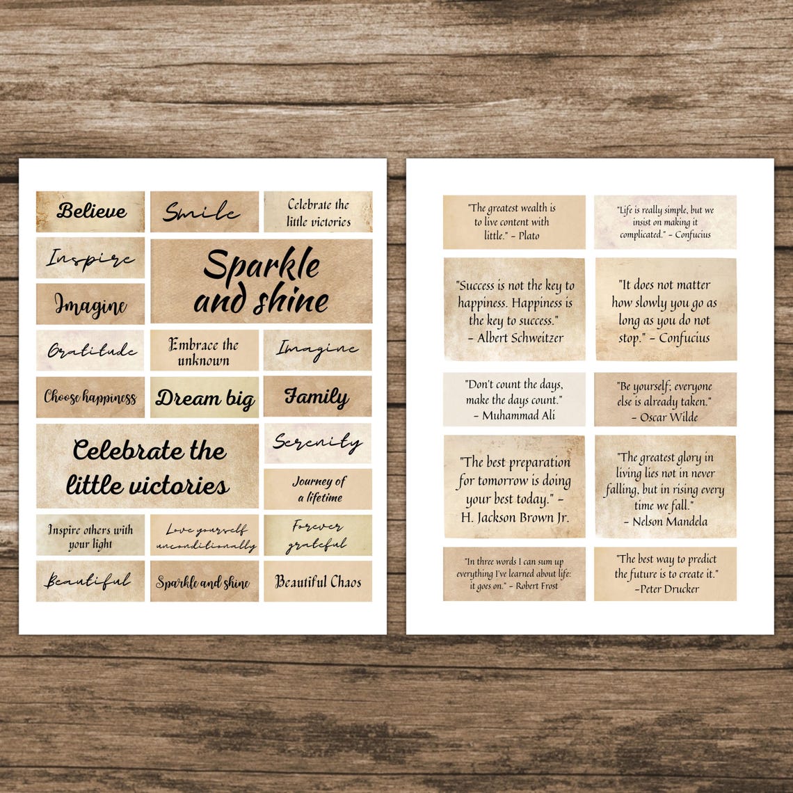 Quotes & Words Vintage Labels | Junk Journal Ephemera Digital Collage ...