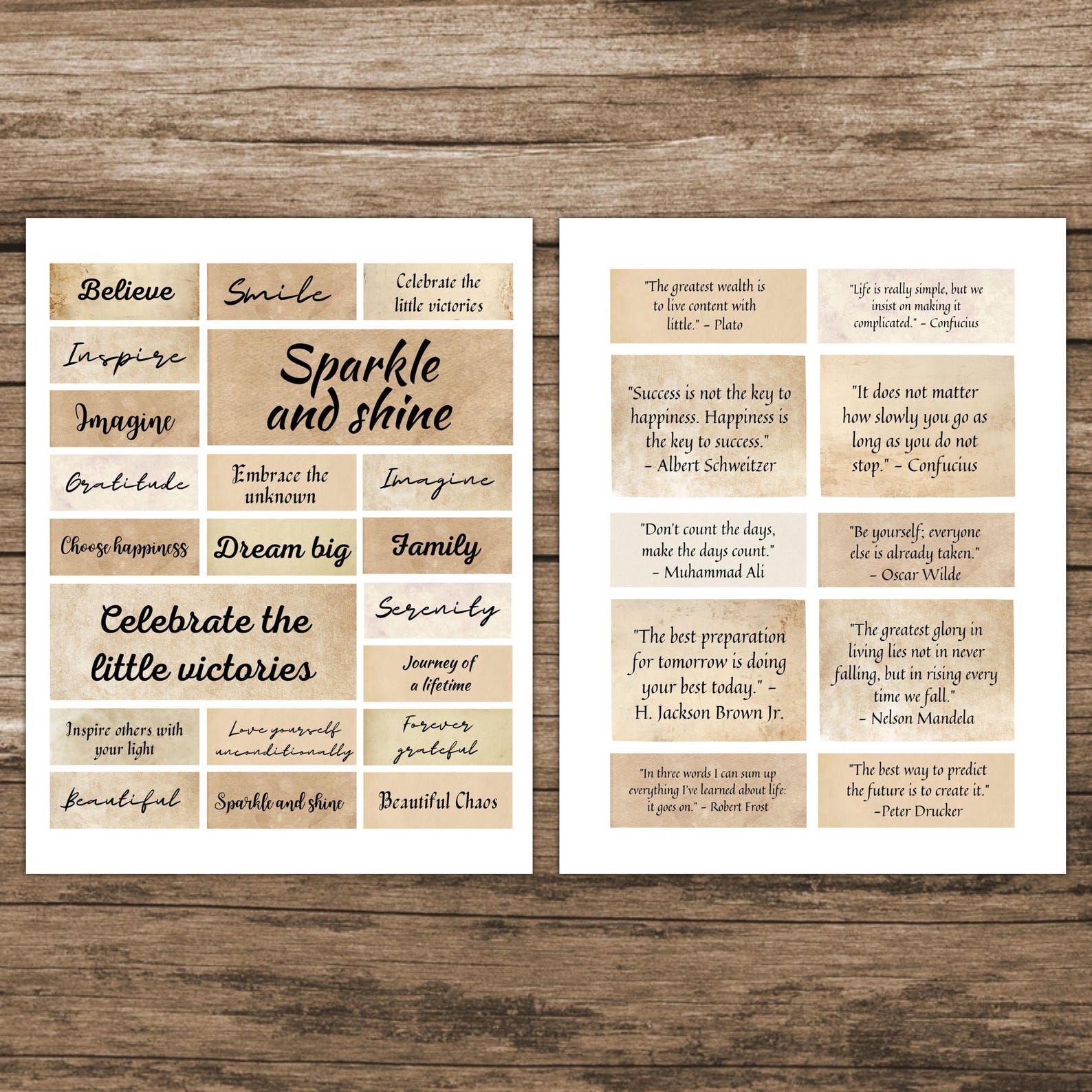 Quotes & Words Vintage Labels | Junk Journal Ephemera Digital Collage ...
