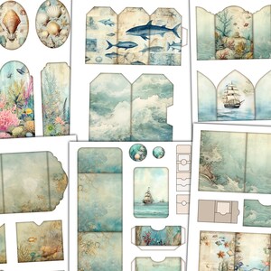 Ocean Junk Journal Kit Blue Junk Journal Pages Tags Sea Nautical ...