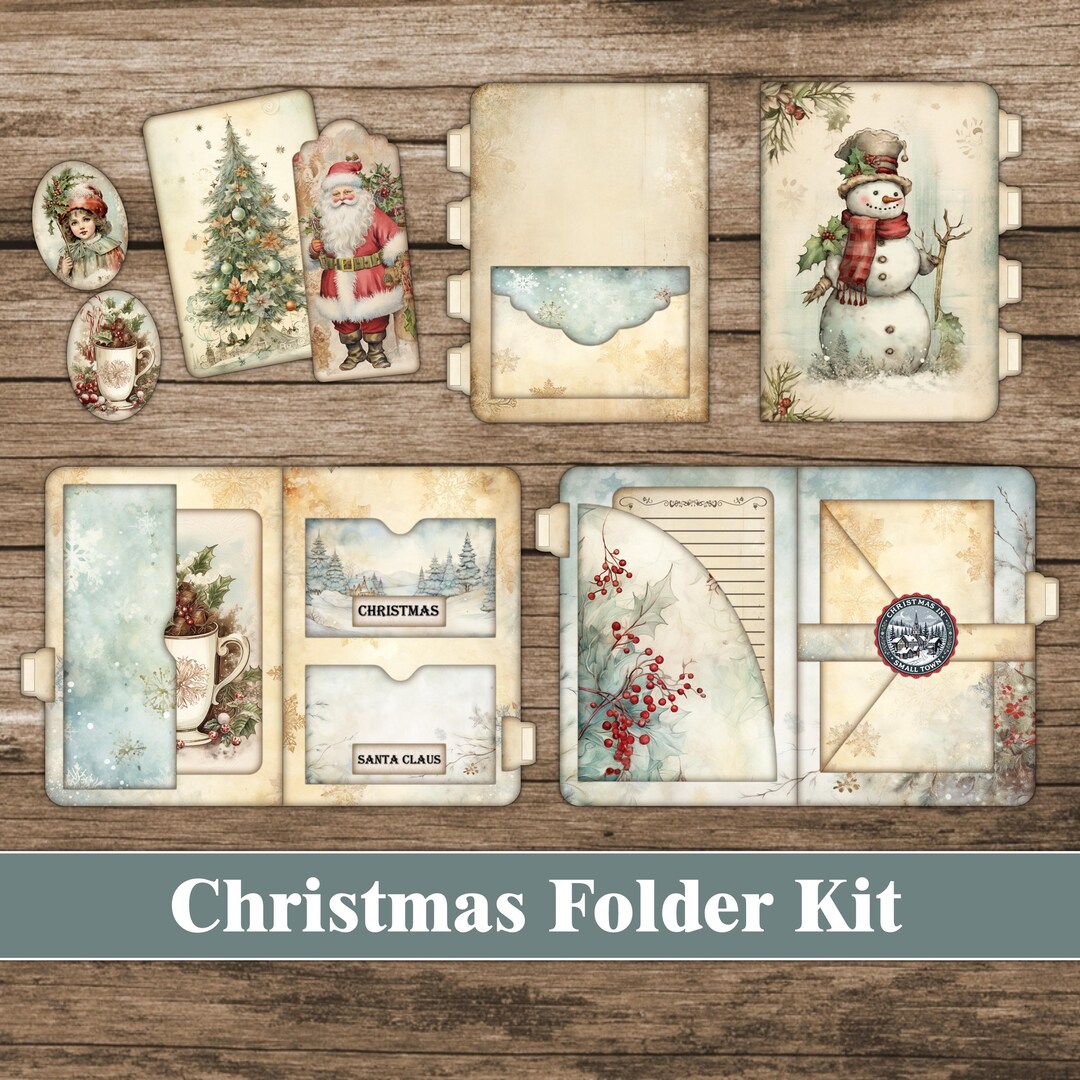 Christmas Folder Junk Journal Folio Kit Winter Junk Journal Pages ...