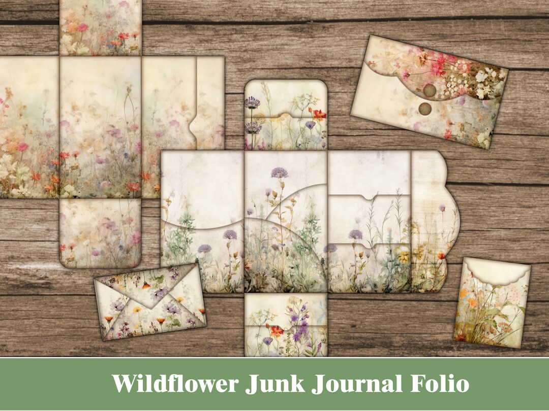 Botanical Junk Journal Folio Kit Floral Junk Journal Kit Wildflower ...