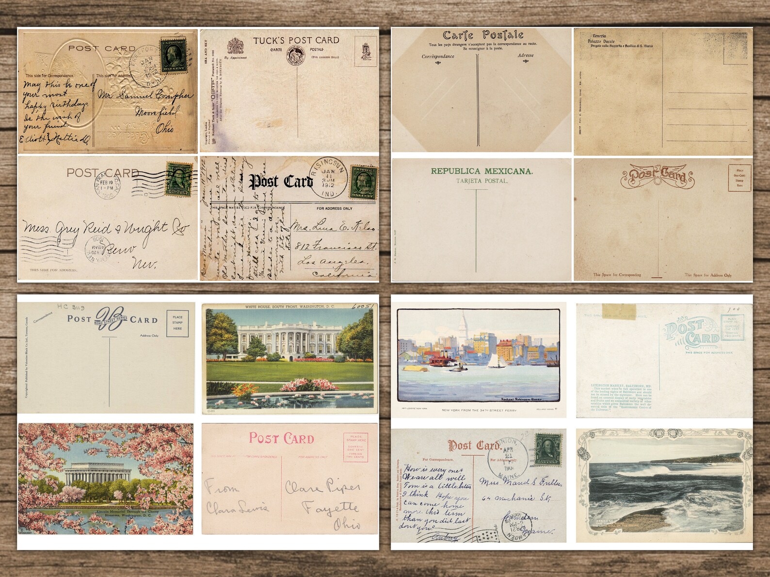 Postcard Ephemera for Junk Journals, Postcards Junk Journal Ephemera ...