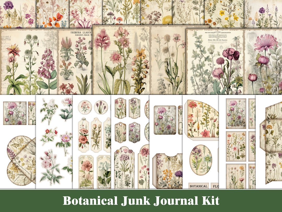 Botanical Junk Journal Kit Floral Junk Journal Pages Green Forest ...