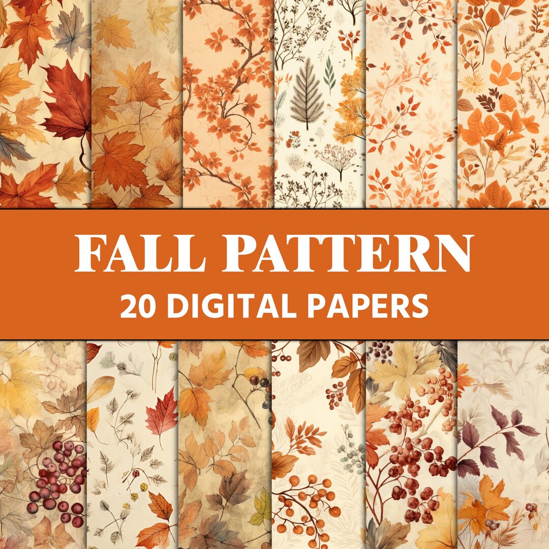 Fall Scrapbook Paper Autumn Junk Journal Pages Orange Digital Paper ...