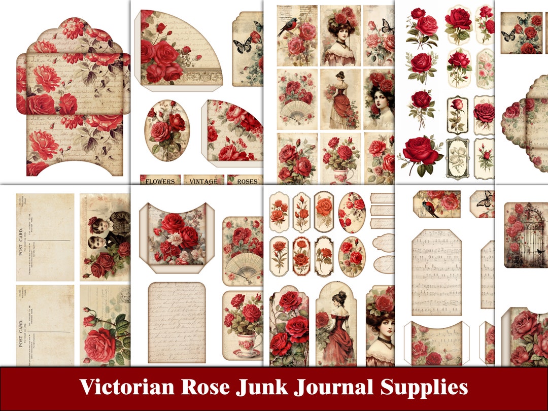 Victorian Rose Junk Journal Kit Printable Ephemera Floral Junk Journal ...