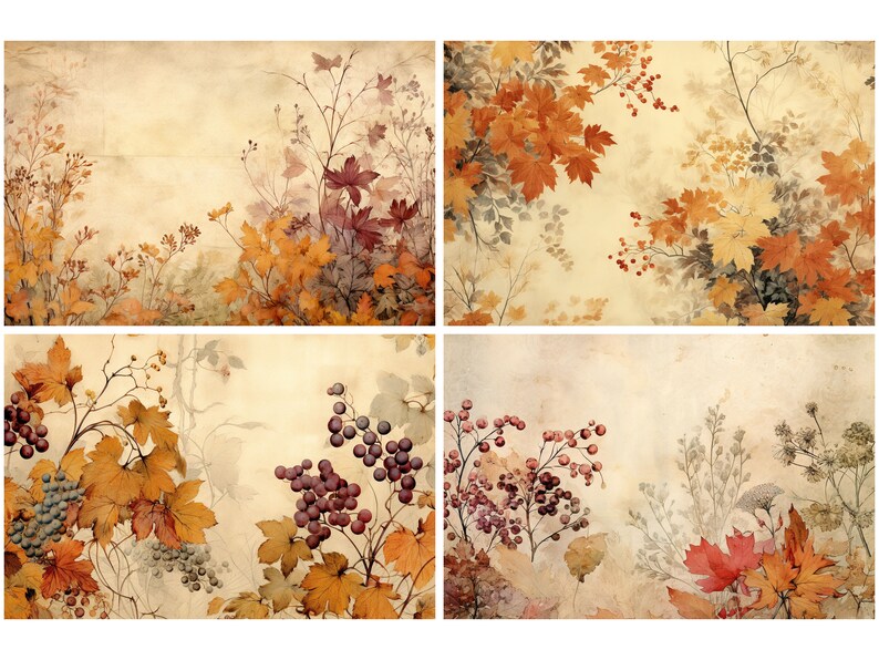 Fall Scrapbook Paper Autumn Junk Journal Pages Orange Digital Paper ...