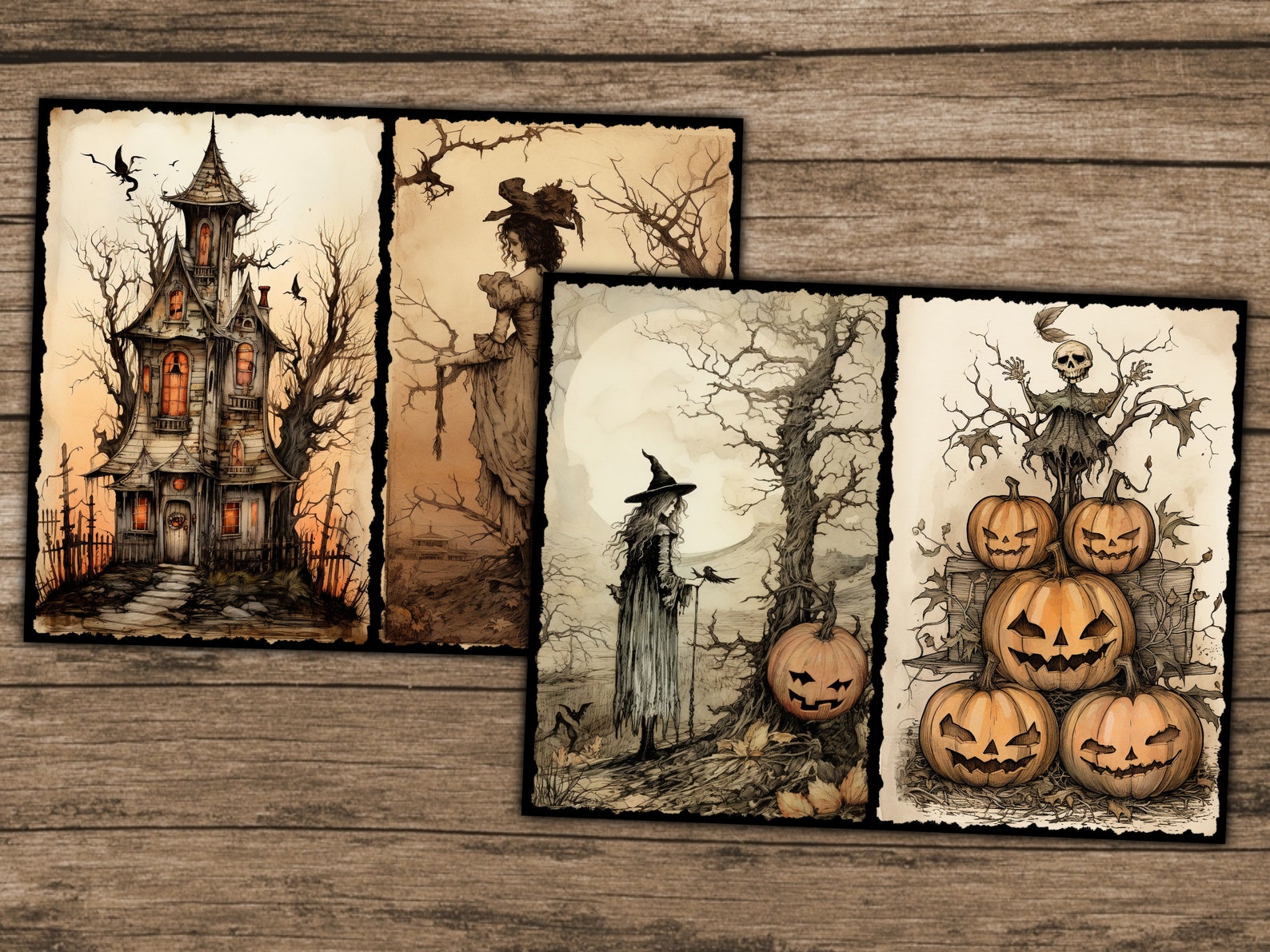 Halloween Junk Journal Pages, Halloween Digital Scrapbook Paper ...