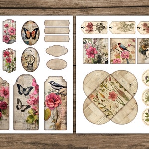 Vintage Junk Journal Kit Floral Junk Journal Pages Pink Vintage ...