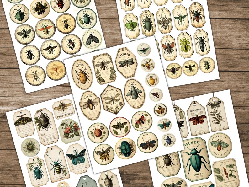 Junk Journal Ephemera Entomology Insect Butterfly Junk Journal Tags ...