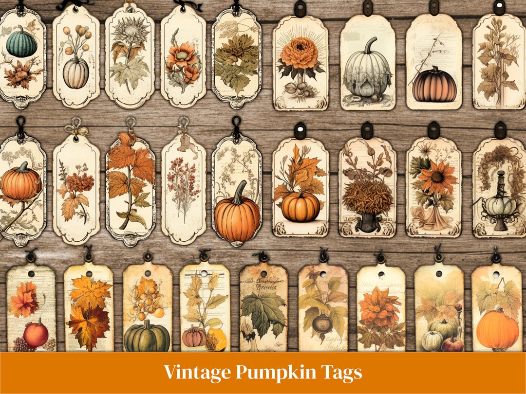 Pumpkin Junk Journal Tags, Fall Junk Journal Kit, Orange Red Journal ...