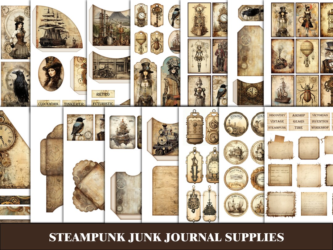 Steampunk Junk Journal Printable Ephemera Industrial Junk Journal Tags ...