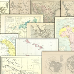 Old Maps of the World, Ephemera Pack, Printable Vintage Map Ephemera ...