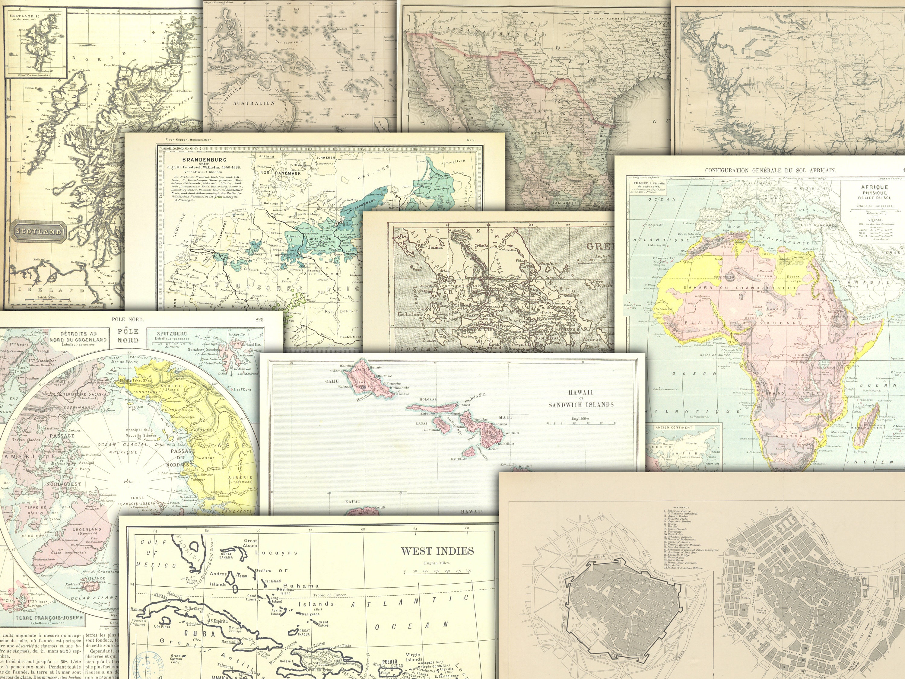 Old Maps of the World Ephemera Pack Printable Vintage Map - Etsy UK