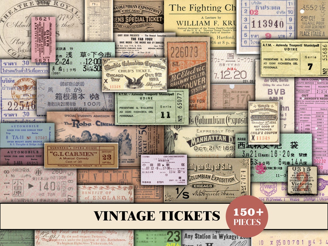 Vintage Tickets Ephemera for Junk Journals, Junk Journal Tags, Labels ...