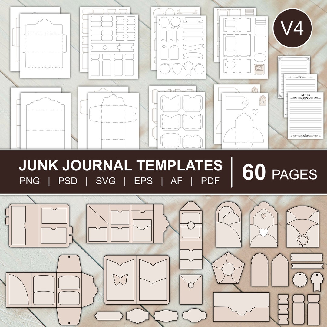 Junk Journal Templates Mega Kit Folio Template Envelope Template Tags ...