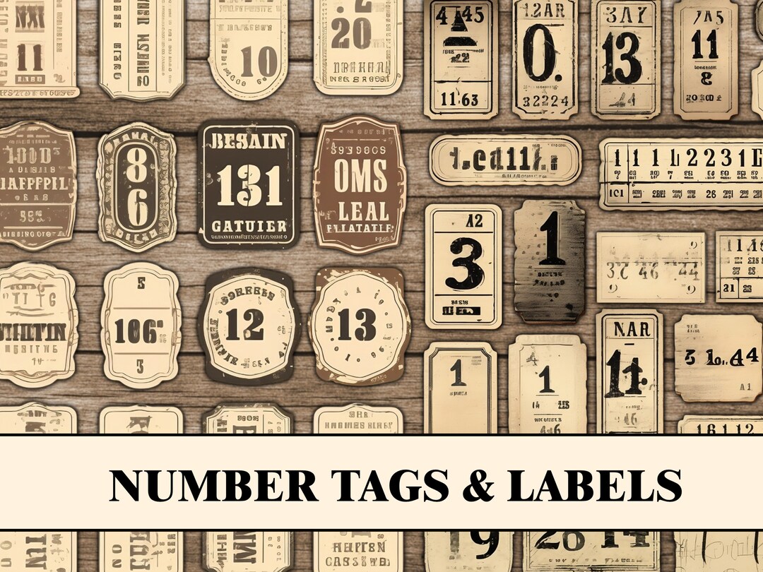 Junk Journal Tags | Number Tags Printable Scrapbooking Tags Digital ...