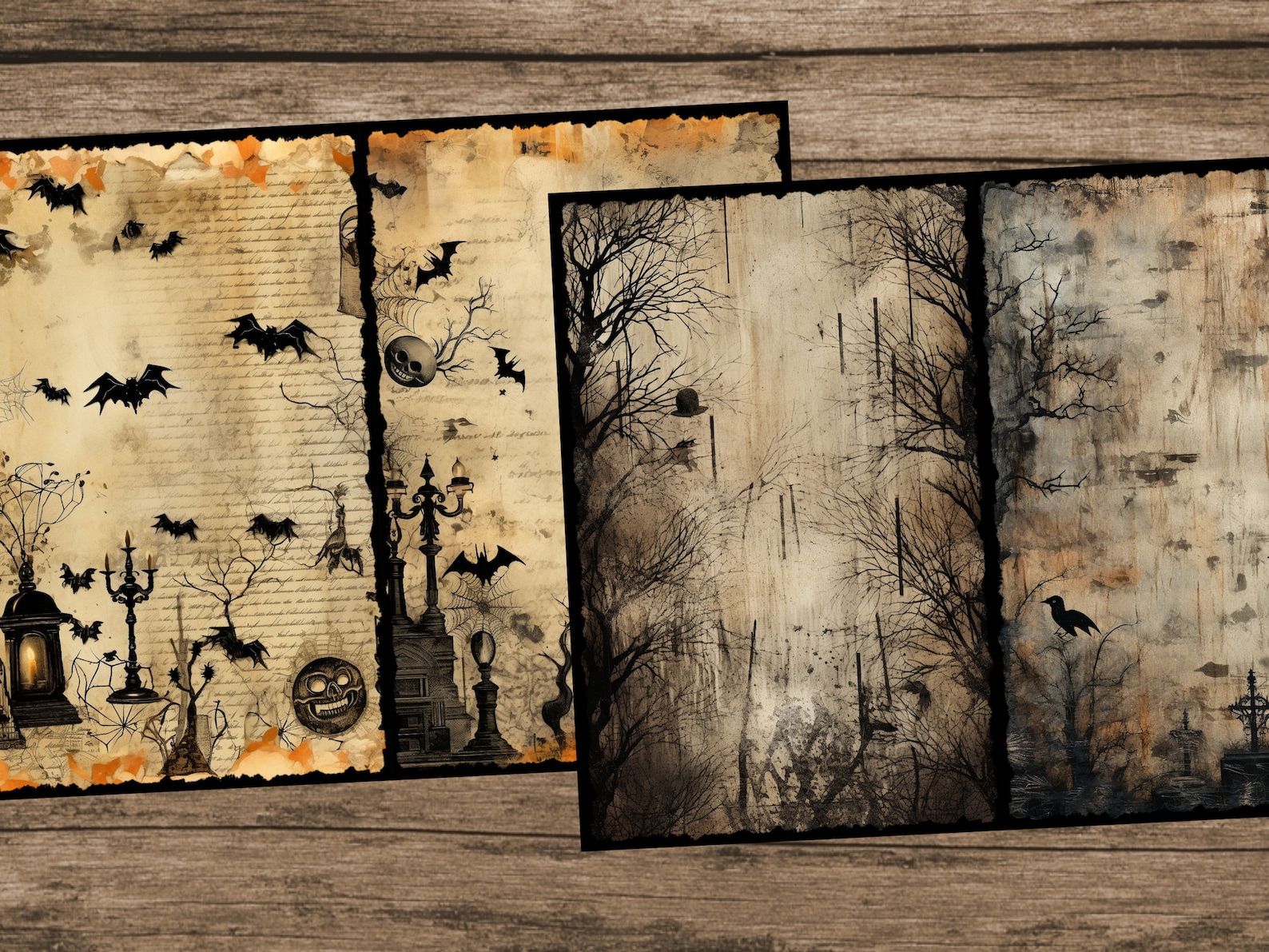 Halloween Junk Journal Pages, Halloween Digital Scrapbook Paper ...