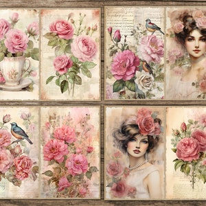 Rose Junk Journal Pages Printable Ephemera Victorian Floral Junk ...
