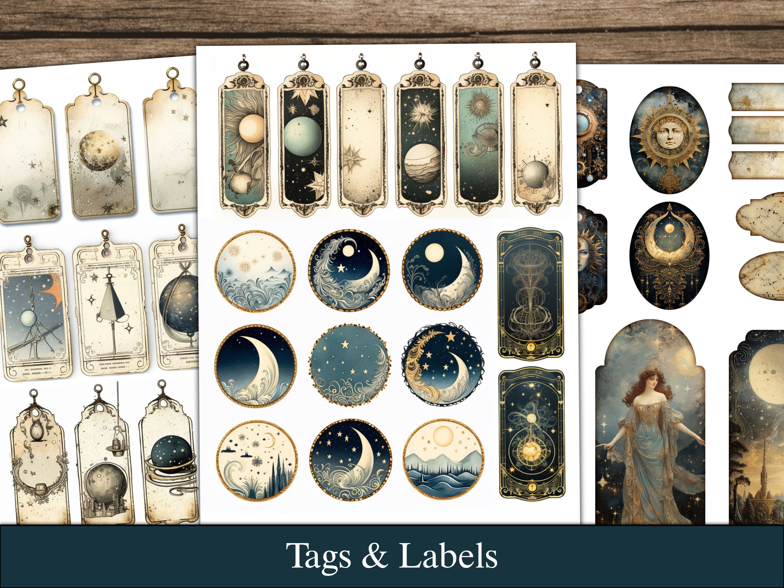 Moon Junk Journal Ephemera Printable Embellishments Celestial - Etsy