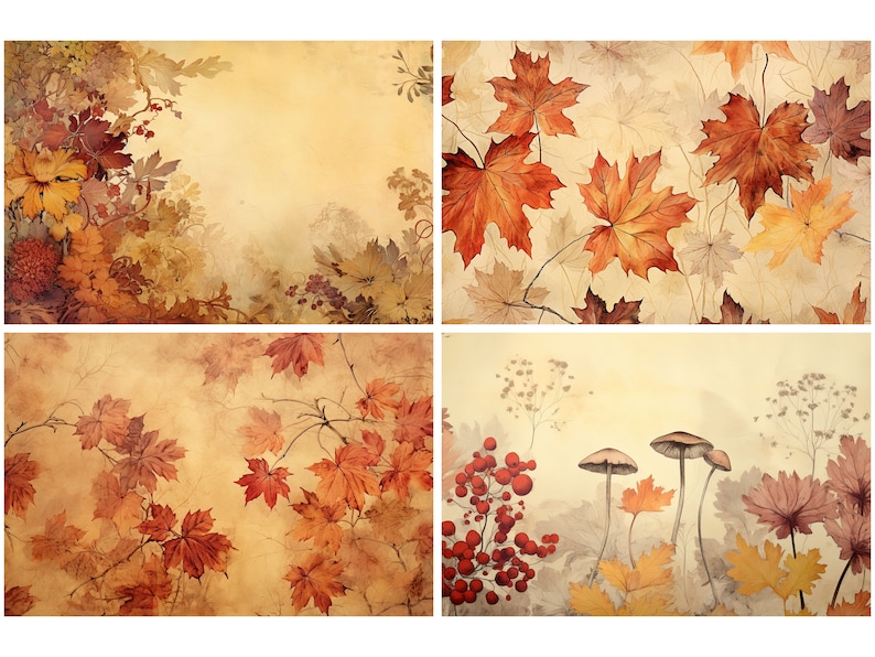 Fall Scrapbook Paper Autumn Junk Journal Pages Orange Digital Paper ...