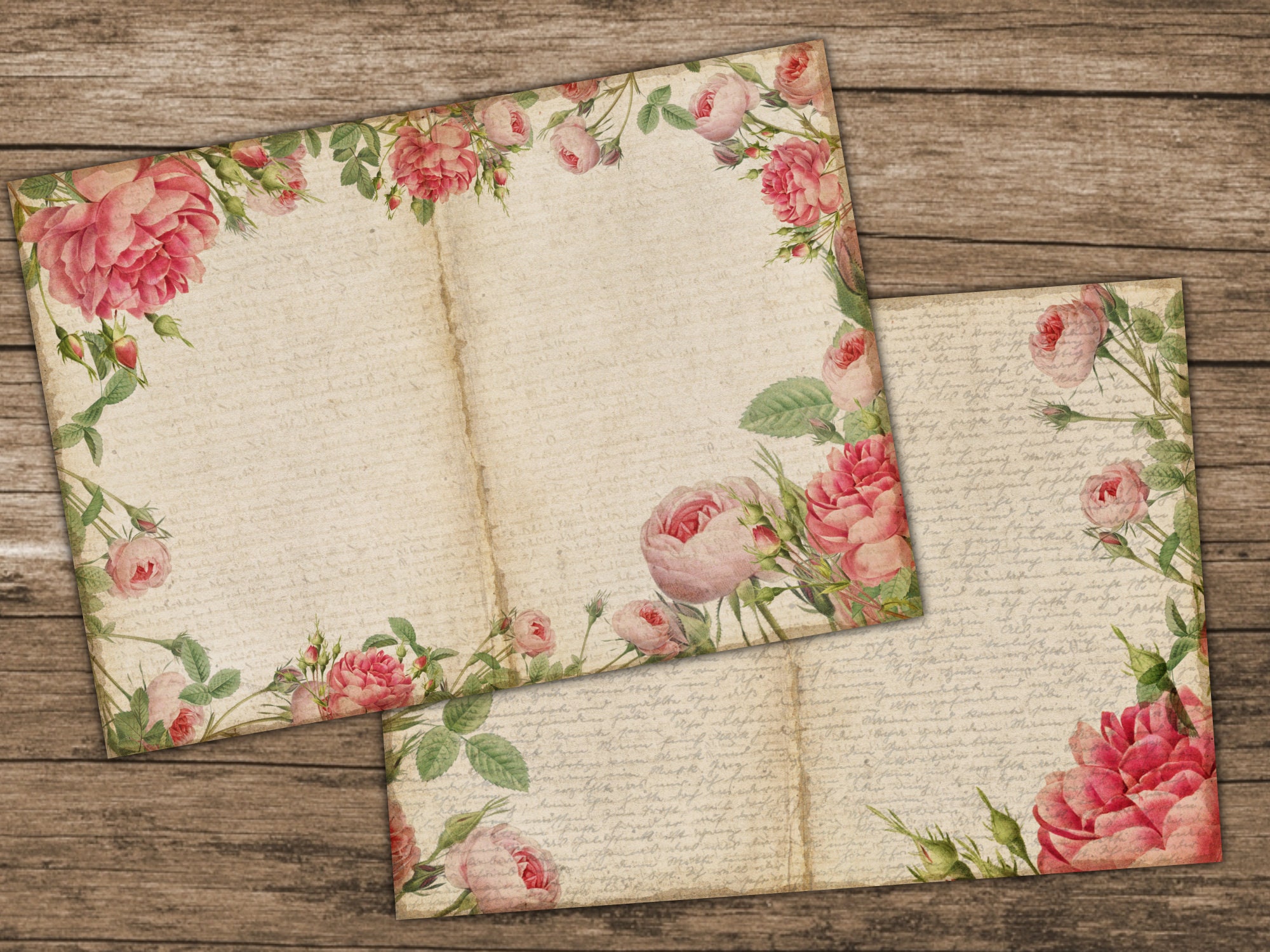 Rose Junk Journal Pages, Rose Journal Paper, Floral Pink Journals Pages ...