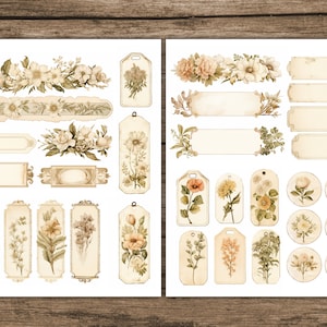 Boho Junk Journal Kit Floral Neutral Junk Journal Rose Nature Printable ...