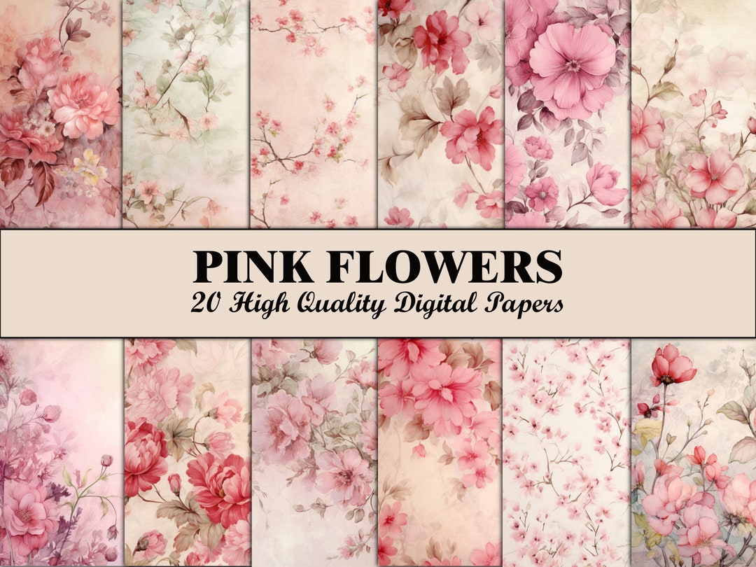 Floral Scrapbook Paper Rose Junk Journal Pages Pink Paper Printable ...