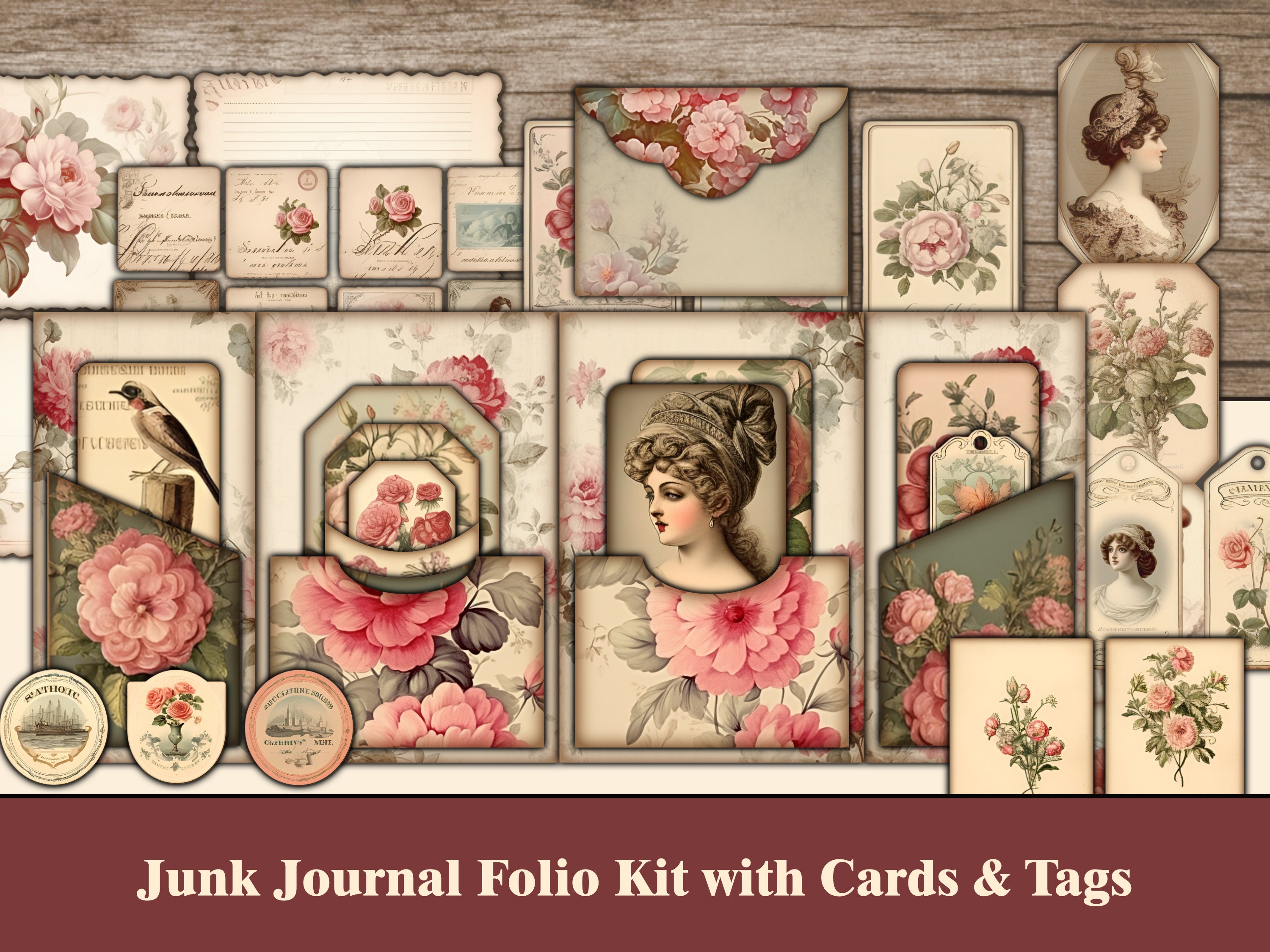 Folio Junk Journal Tab Junk Journal Kit Digital Printables Grungy Junk ...