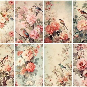 Bird Scrapbook Paper Junk Journal Pages Floral Junk Journal Rose Nature ...