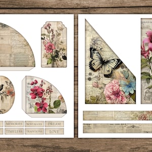 Vintage Junk Journal Kit Floral Junk Journal Pages Pink Vintage ...